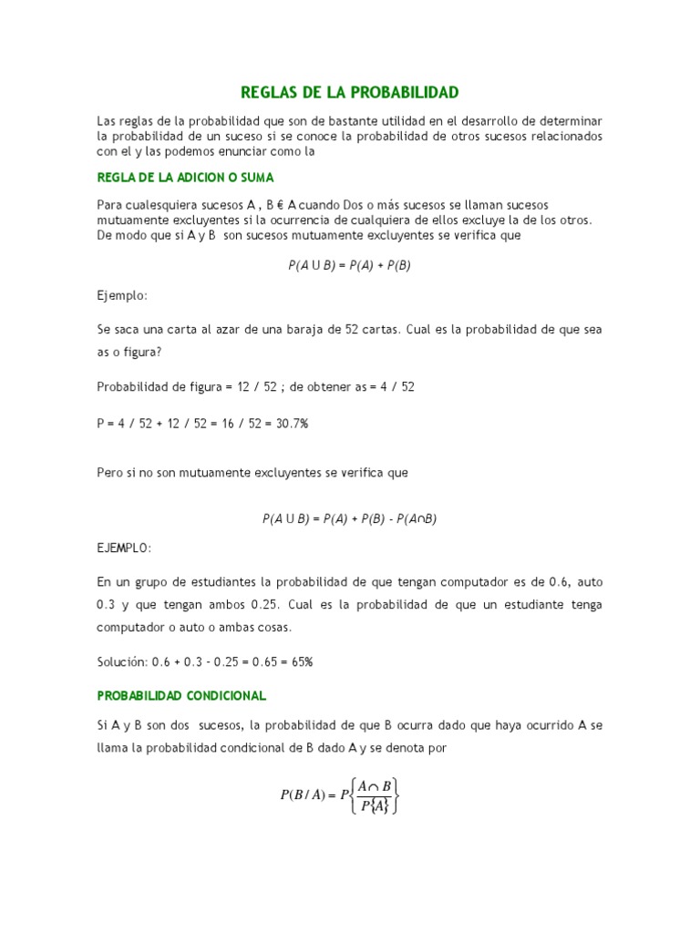 Reglas de La Probabilidad | PDF | Probabilidad | Epistemología de la ciencia
