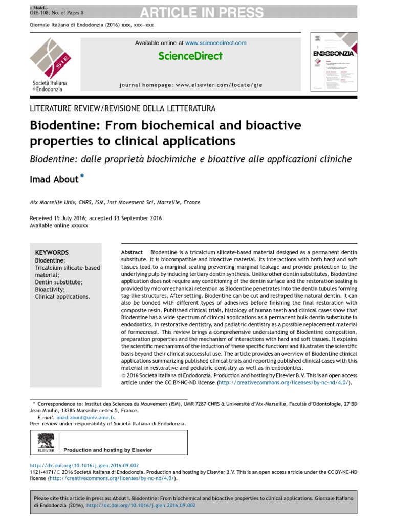 Biodentine: From Biochemical and Bioactive Properties To Clinical ...