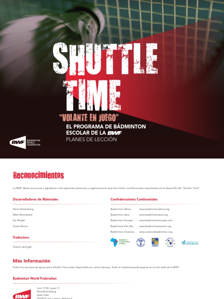 BWF Shuttle Time Lesson Plans ESP | PDF | Deportes | Ocio