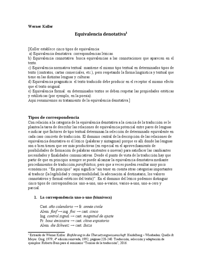 Werner Koller | PDF | Léxico | Traducciones