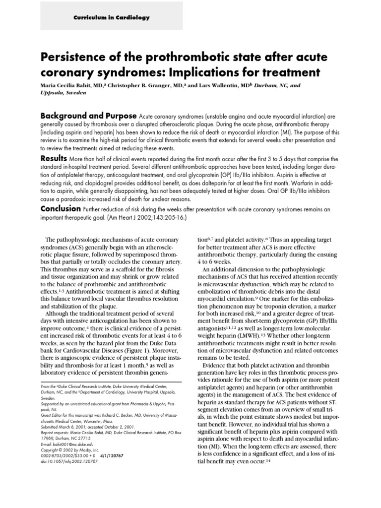 2002, Feb - Persistence of The Prothrombotic State After Acute Coronary ...