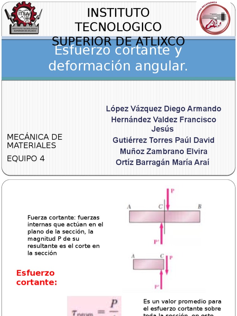 Esfuerzo Cortante y Deformación Angular | PDF | Deformación (Mecánica) | Tornillo