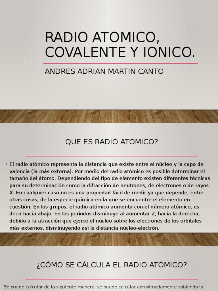 Radio Atomico, Covalente y Ionico (Andres Martin) | PDF | Enlace ...