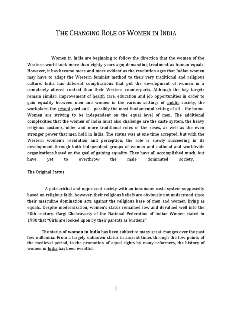 Changing Role of Women in India | PDF | Woman | Sita