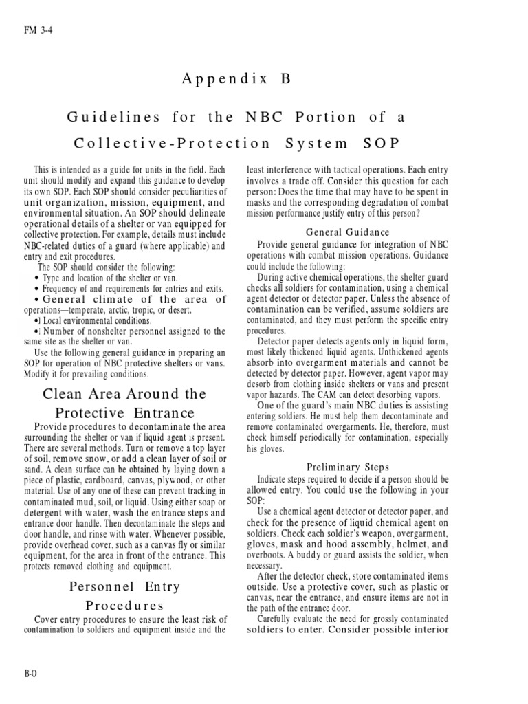 FM 11-8 - NBC Protection - Apendix B - Guidelines For The NBC Portion ...