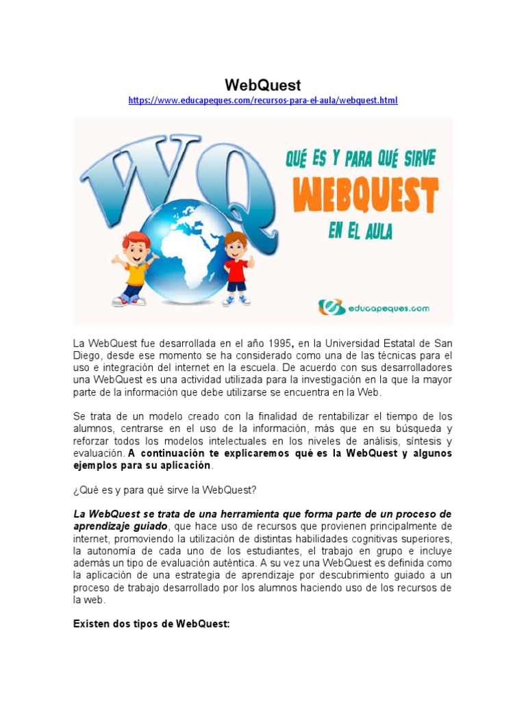 WebQuest: Aprendizaje Activo en Aula | PDF | Maestros | Aprendizaje