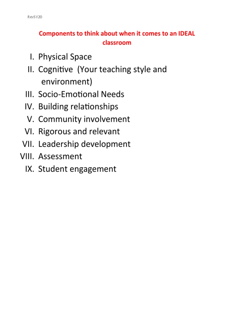 Ideal Classroom Components Explained | PDF | Career & Growth | Art