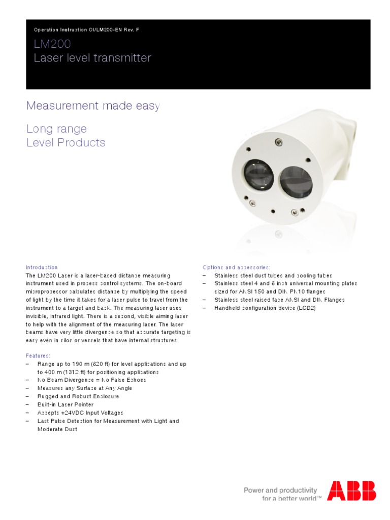 ABB Transmisor Nivel Láser LM 200 | PDF | Electrostatic Discharge | Laser
