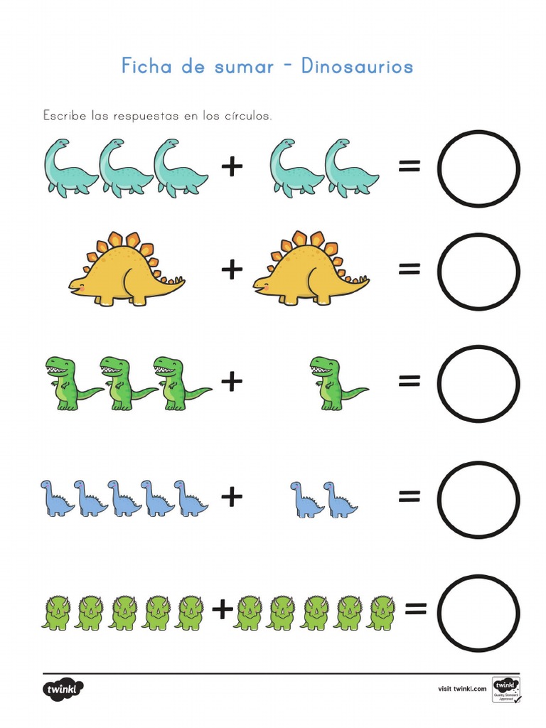 Sa T T 6615 Sumas Dinosaurios Ficha de Actividad - Ver - 1 | PDF