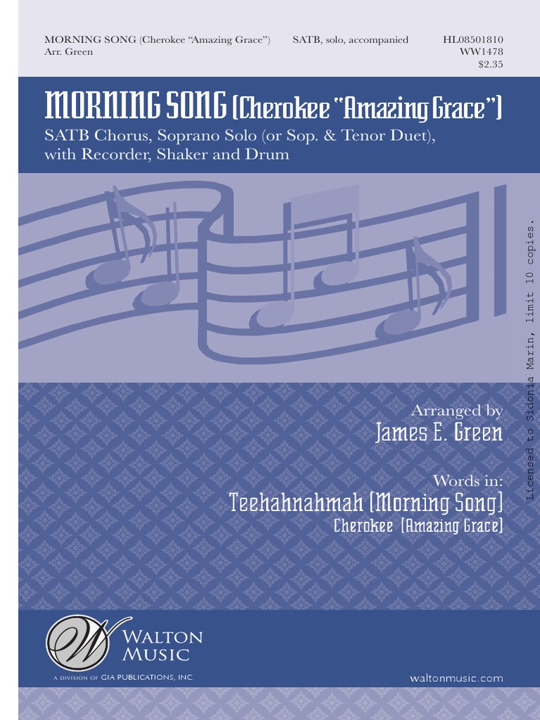 Cherokee Morning - Arr. J. Green PDF | PDF | Amazing Grace | Choir