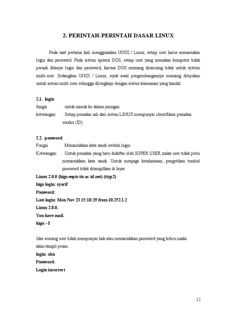 Perintah Dasar Linux untuk Pemula | PDF