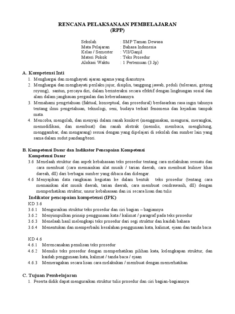 RPP Teks Prosedur Siklus 2 | PDF