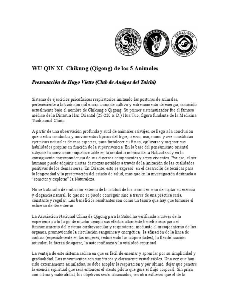Wu Qin Xi: Qigong de los 5 Animales | PDF | Qigong | Pie