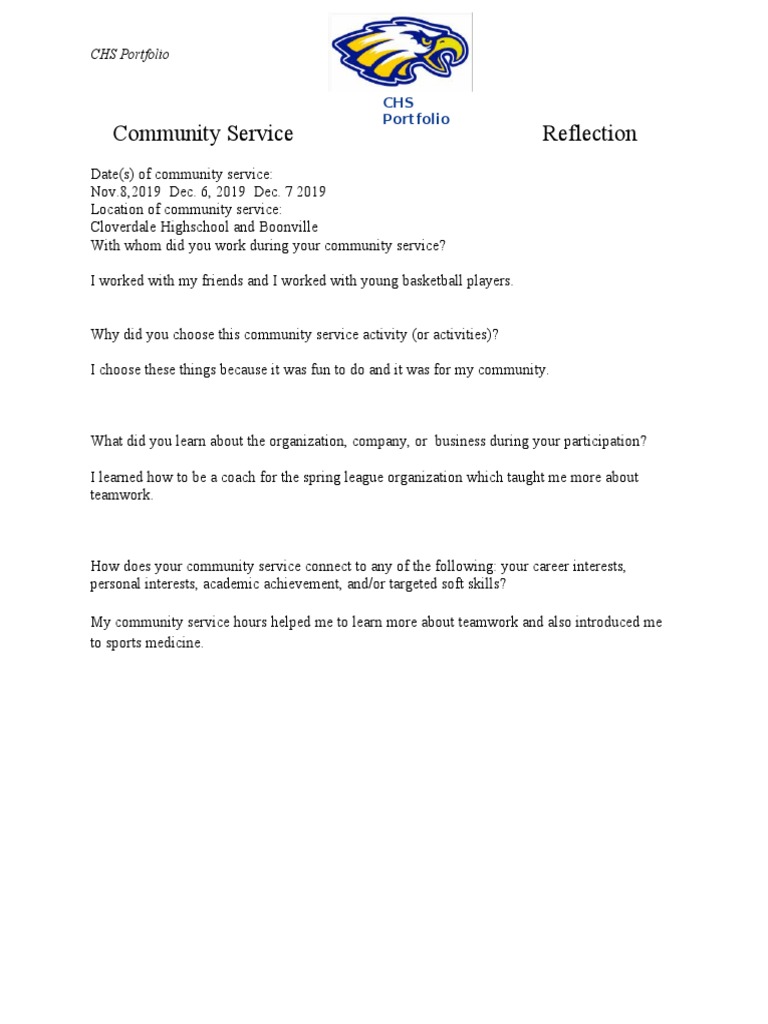Community Service Reflection | PDF