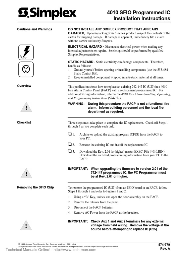 4010 SFIO Programmed IC Installation Instructions | PDF | Electrical ...