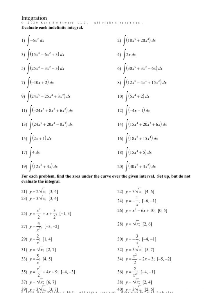 Integration: Evaluate Each Indefinite Integral | PDF | Integral | Mathematical Concepts
