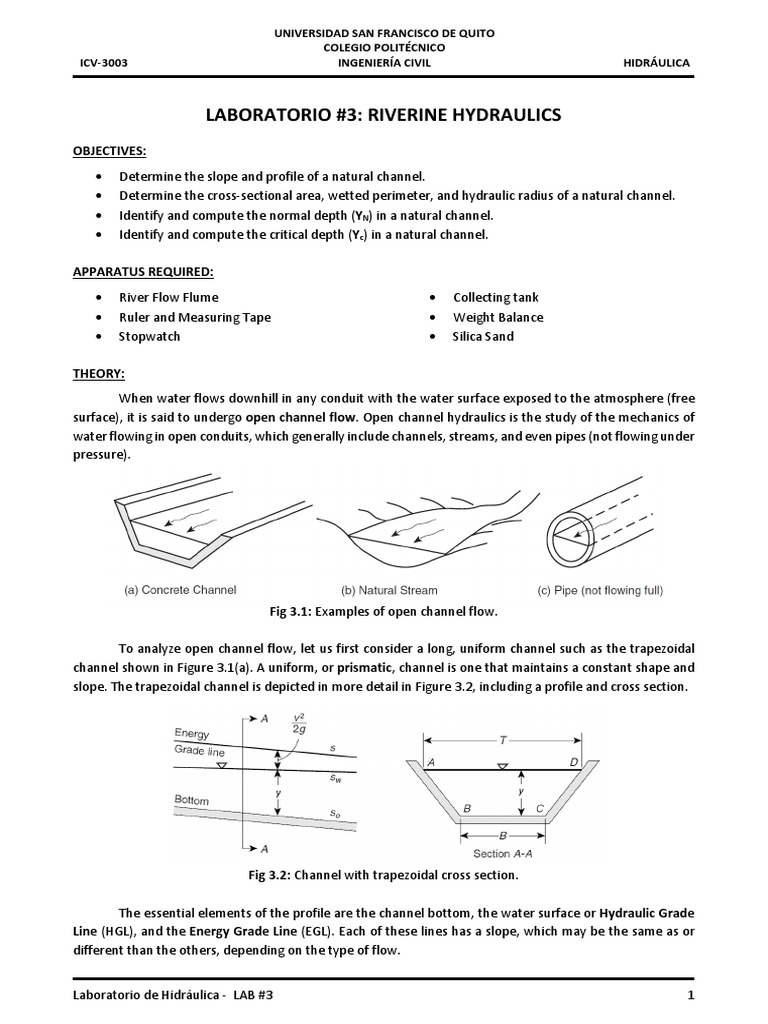 Lab - #3. - Riverine Hydraulics | PDF | River | Area