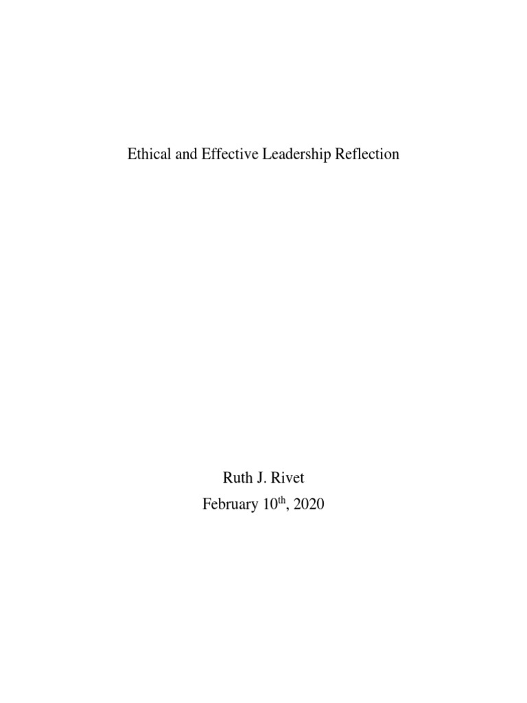 Ethical and Effective Leadership Reflection | PDF | Emotional ...