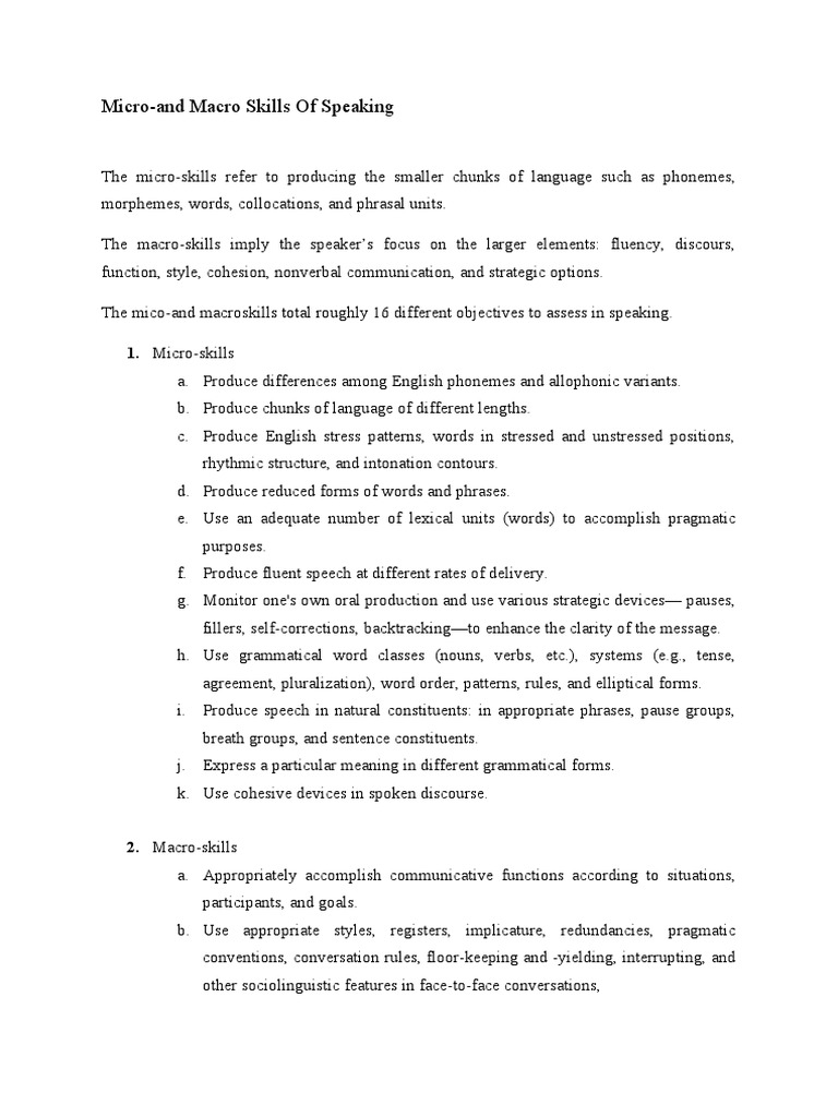 Micro and Macro of Speaking | PDF | Stress (Linguistics) | Word