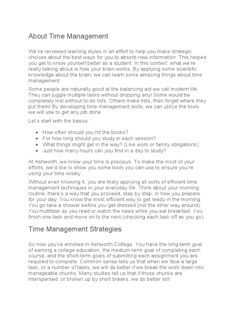 About Time Management | Download Free PDF | Time Management ...