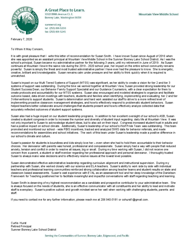 Susan Smith Letter of Recommendation | PDF | Classroom Management ...
