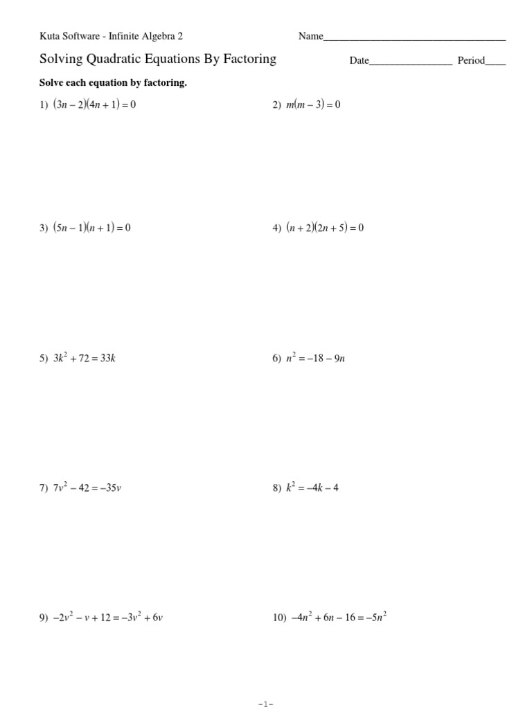 Solving Quadratic Equations by Factoring | PDF | Equations | Algebra