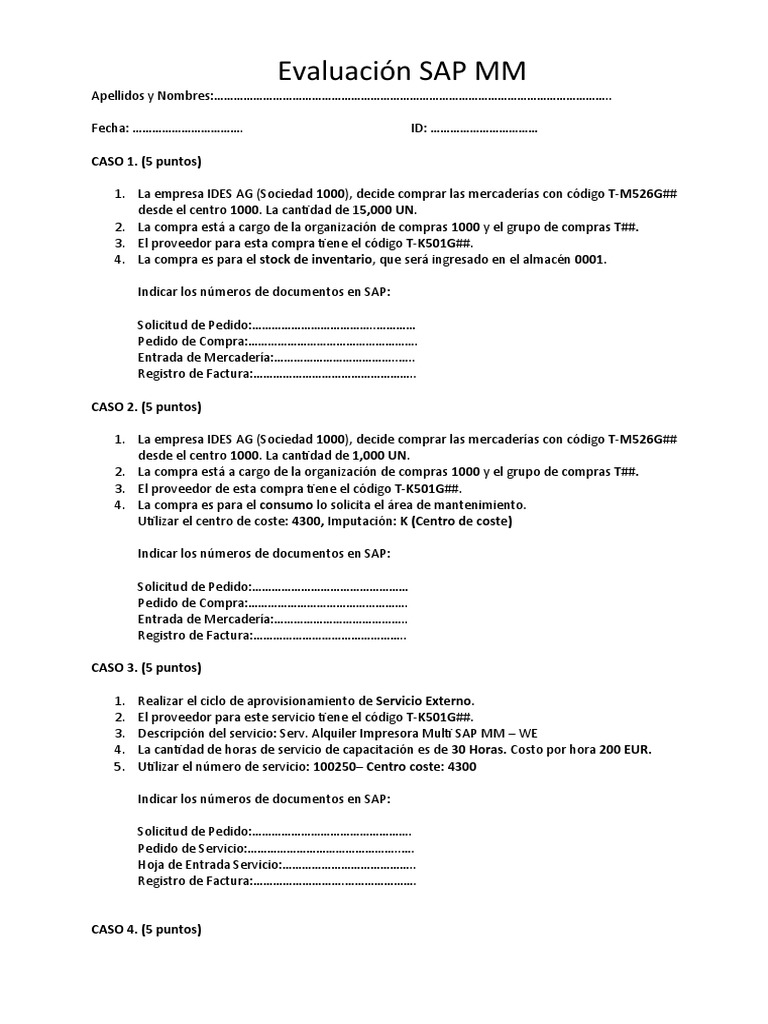 Examen Módulo SAP MM | PDF | Business