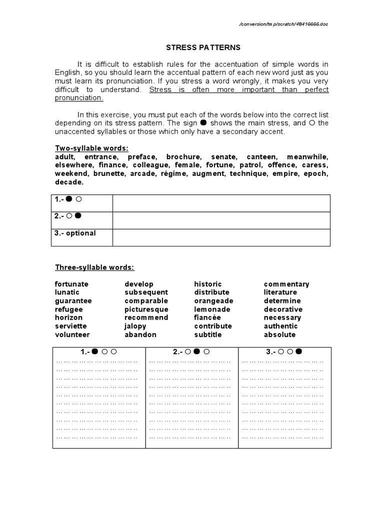 Stress Patterns | PDF | Stress (Linguistics) | Connotation