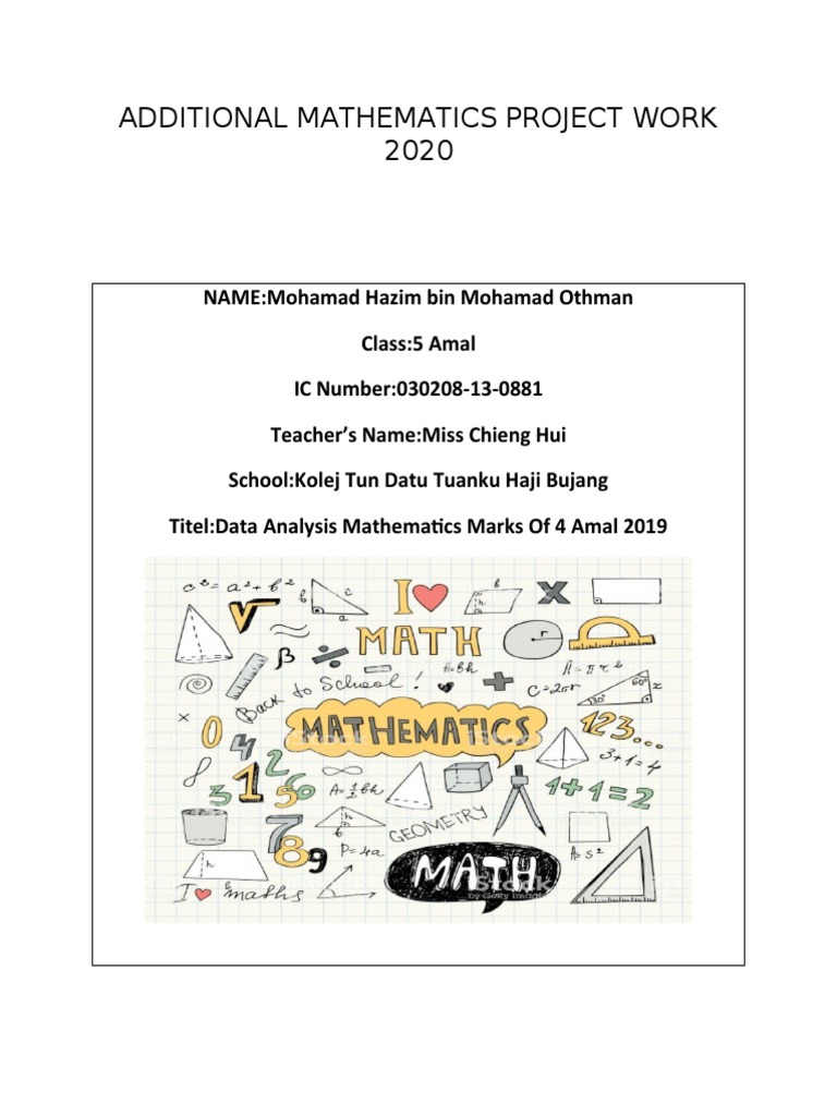 Additional Mathematics Project Work 2020 | PDF | Teaching Mathematics ...