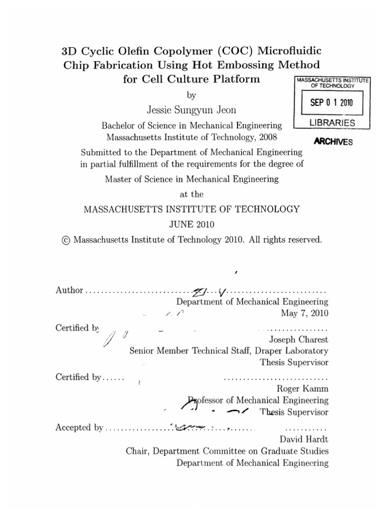 3D Cyclic Olefin Copolymer (COC) Microfluidic Chip Fabrication Using Hot Embossing Method For ...