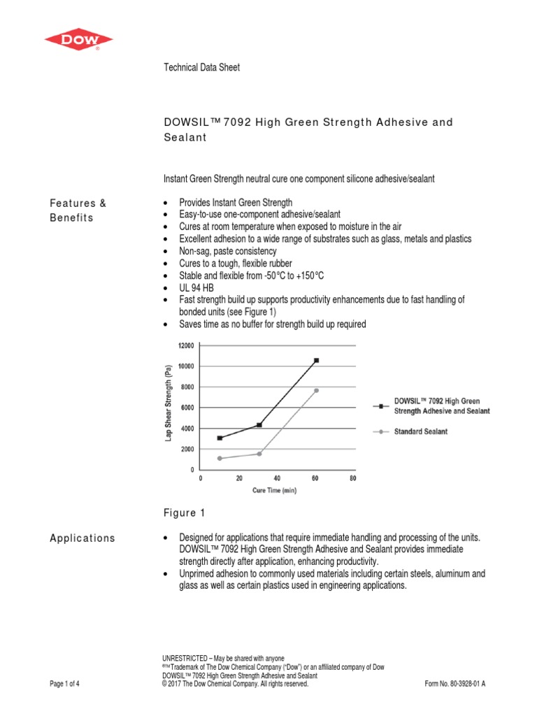 DOWSIL™ 7092 High Green Strength Adhesive and Sealant: Features ...