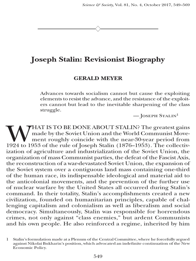 Revisionist Biography of Joseph Stalin | PDF | Joseph Stalin | Leninism