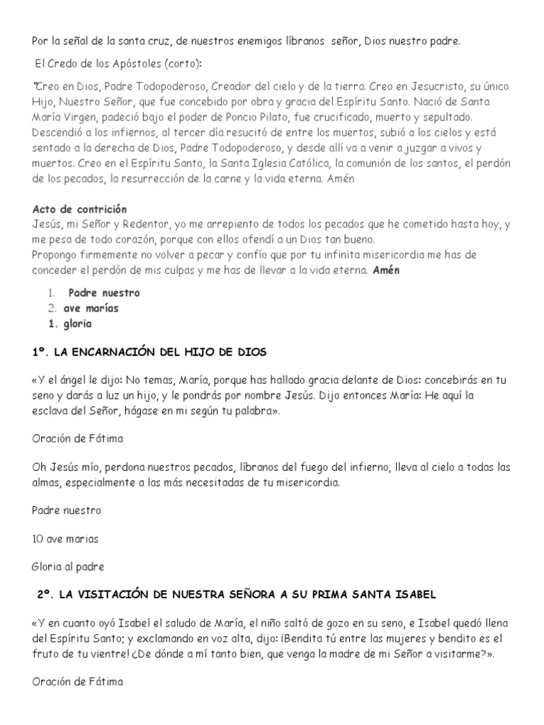 El Credo de los Apóstoles (corto):: Acto de contrición | María, madre ...