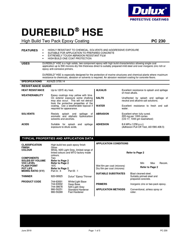 Durebild HSE: High Build Two Pack Epoxy Coating | PDF | Epoxy | Humidity
