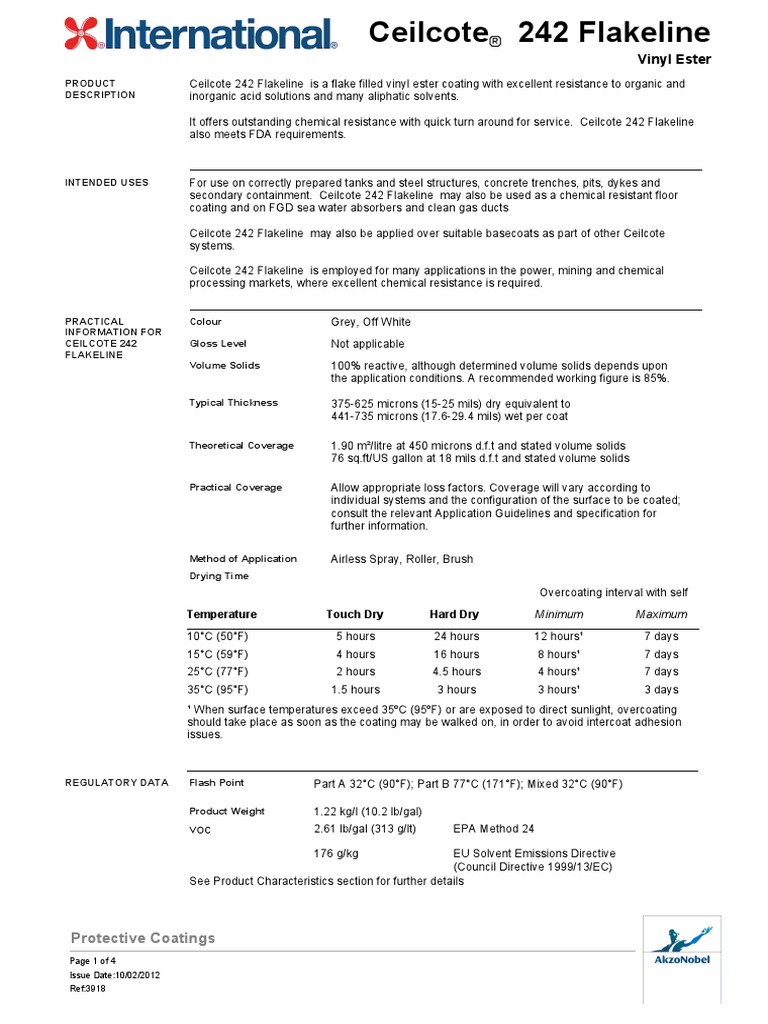 Ceilcote 242 Flakeline+ds+eng | PDF | Paint | Ventilation (Architecture)