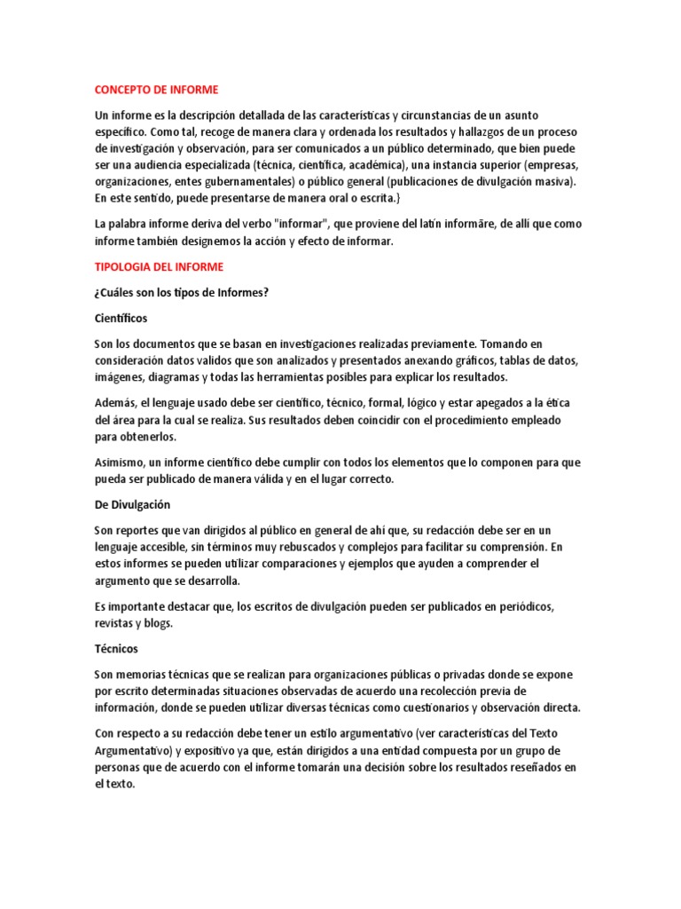 Concepto de Informe | PDF | Science | Ciencia humana