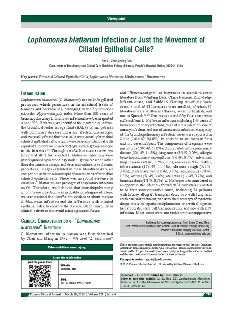 Lophomonas Blattarum Infection or Just The Movement of Ciliated ...