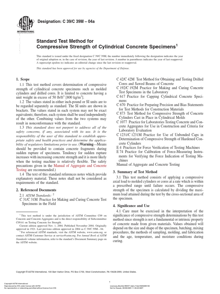 ASTM C39 (Rotura de Cilindros de Hormigon) PDF | PDF | Strength Of ...