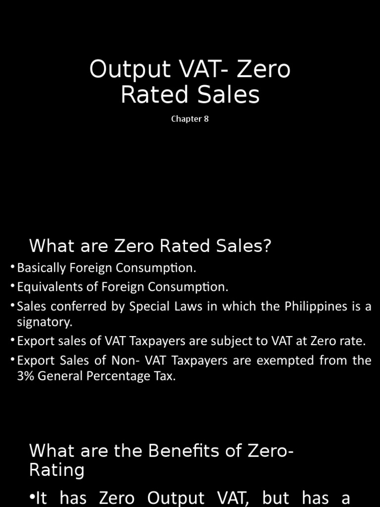 Output VAT - Zero Rated Sales Chapter 8 | PDF | Value Added Tax | Tax ...