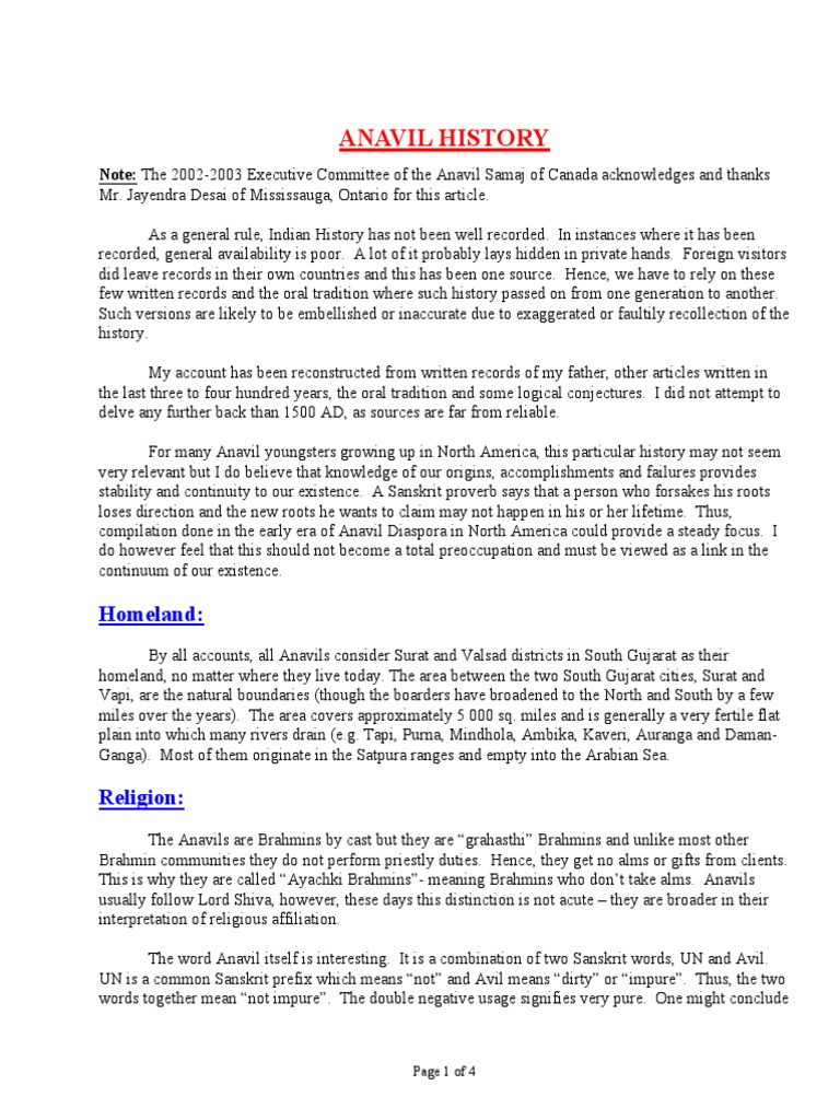 Anavil Brahmin History and Origins | PDF | Mughal Empire