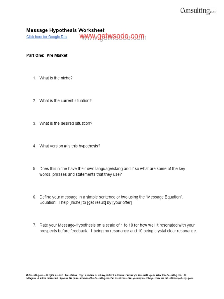 Message Hypothesis Worksheet | PDF | Semiotics | Cognitive Science