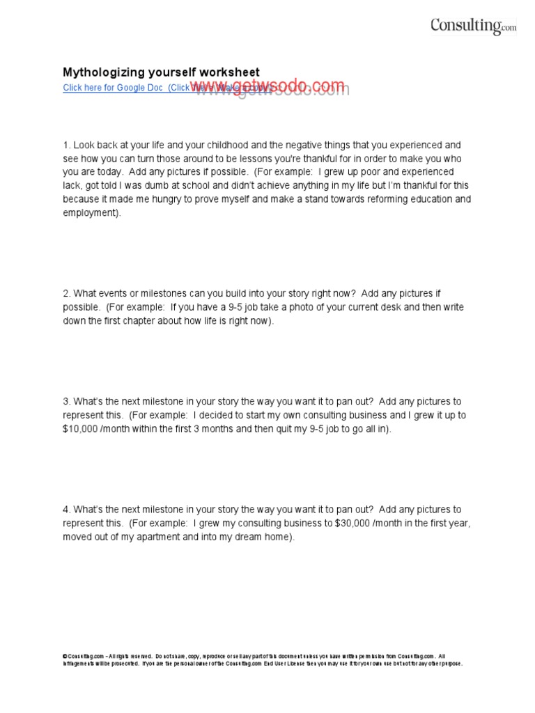 Mythologizing Yourself Worksheet | PDF | Computing And Information ...