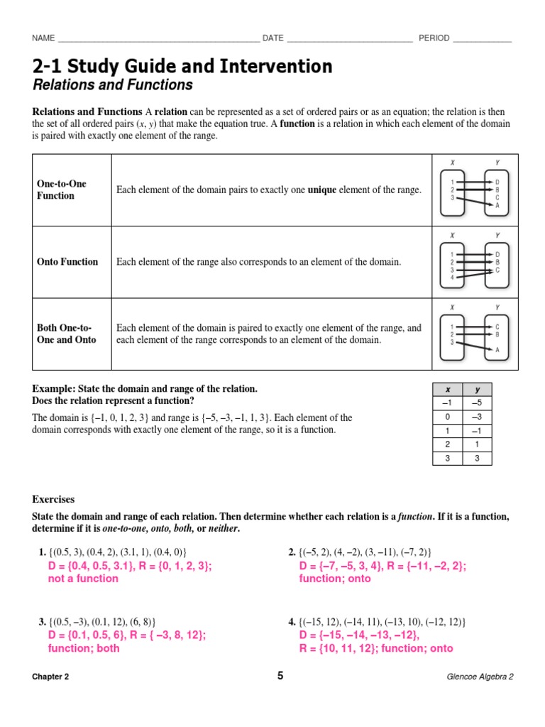 Relations and Functions Answers | PDF | Variable (Mathematics ...