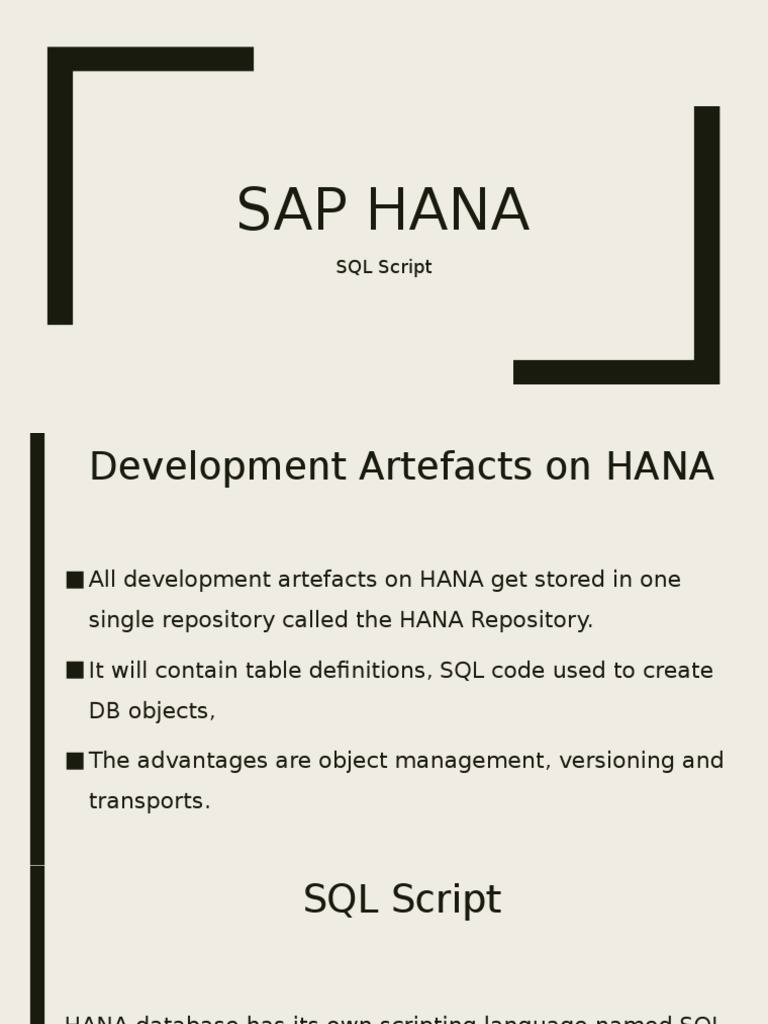 Sap Hana: SQL Script | PDF | Sql | Control Flow