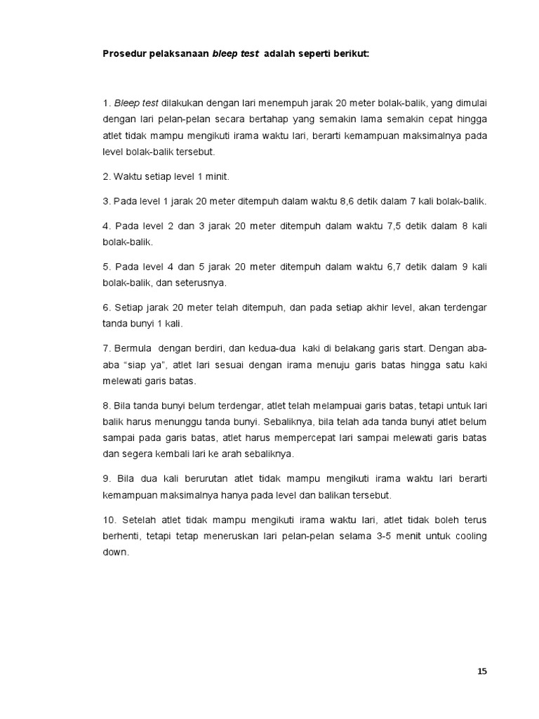 Prosedur Bleep Test | PDF