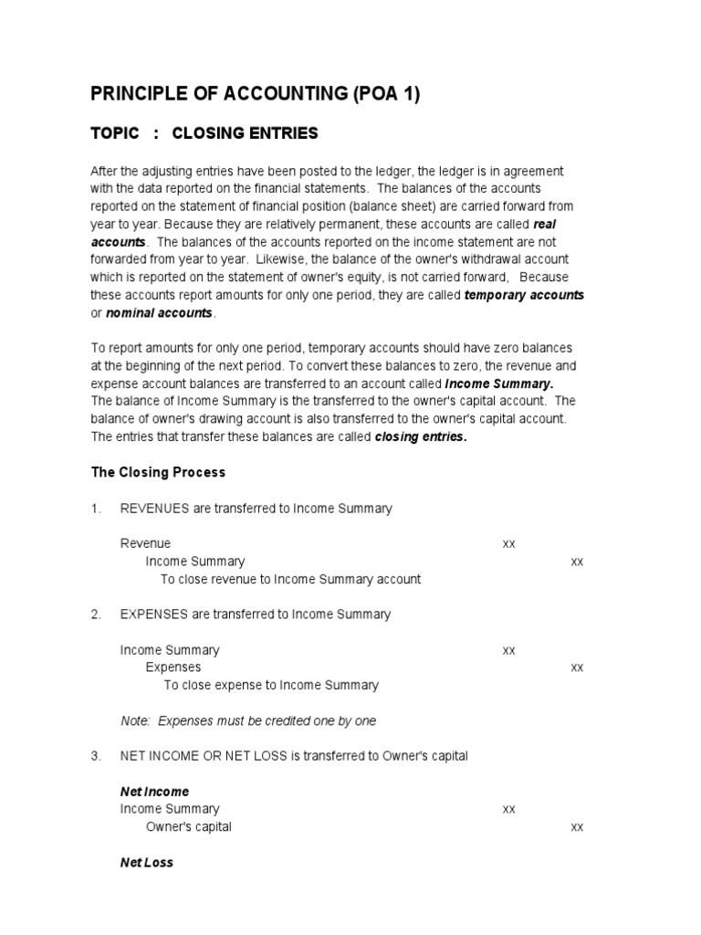 Closing Entries, Worksheet, Post Closing Trial Balance | PDF | Debits ...