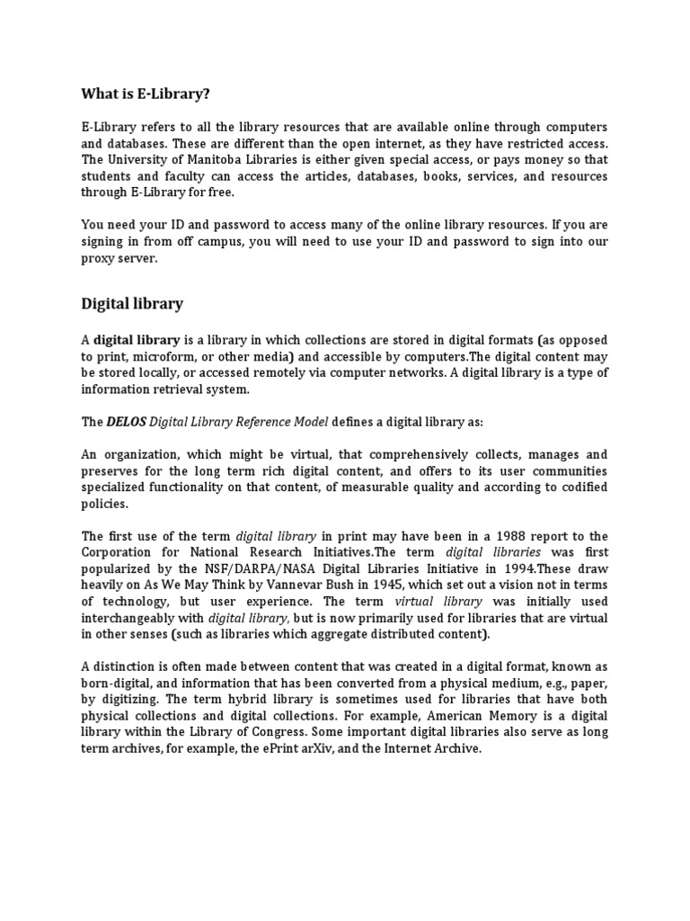 What Is E-Library? | PDF | Digital Library | Libraries