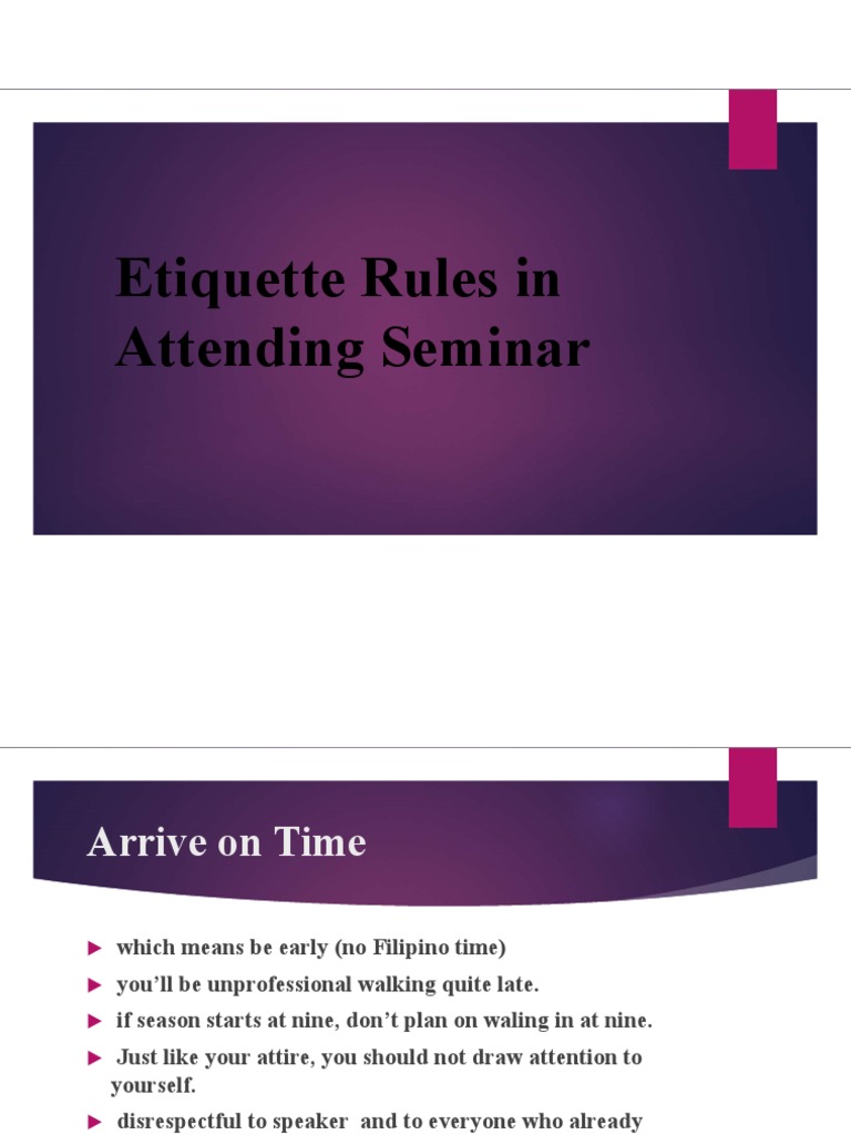 Seminar Etiquette Guidelines | PDF | Self-Improvement | Lifestyle