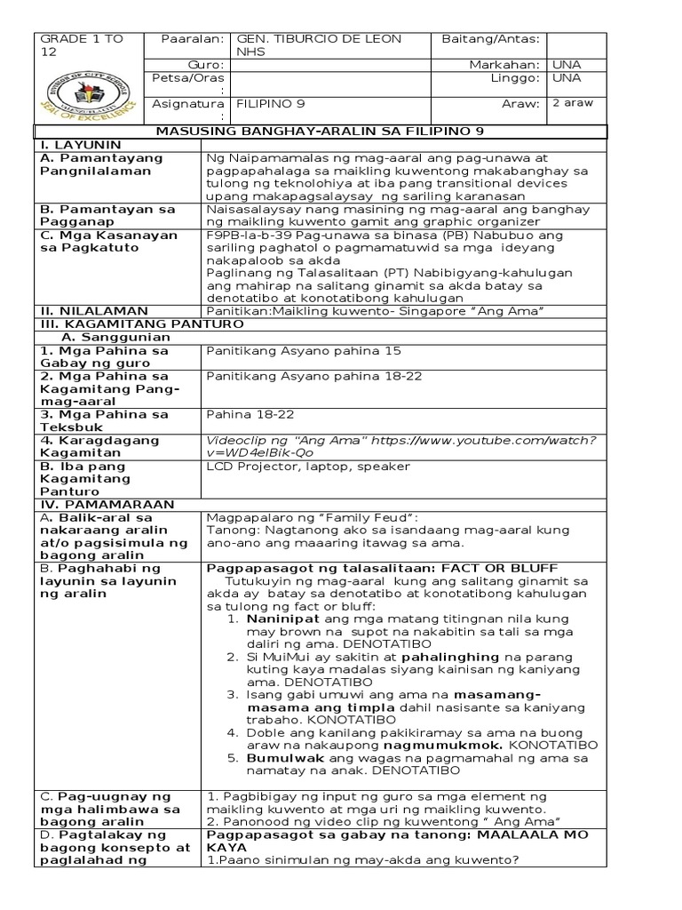 DLP-GENTNHS "Ang Ama" - Day 2-3 | PDF