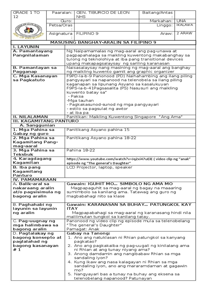 DLP-GENTNHS "Ang Ama" Day 5-6 | PDF